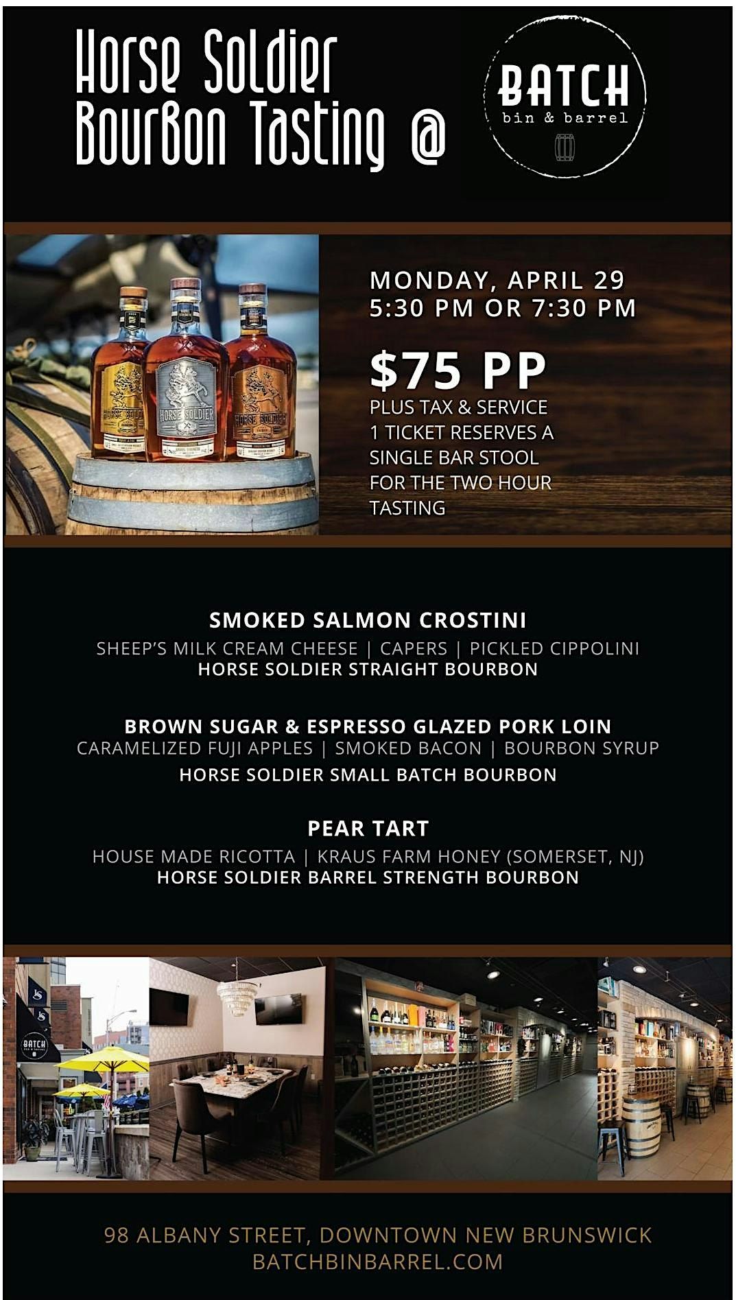 7:30 - Horse Soldier Bourbon Tasting - 7:30 Tasting, Batch Bin & Barrel ...