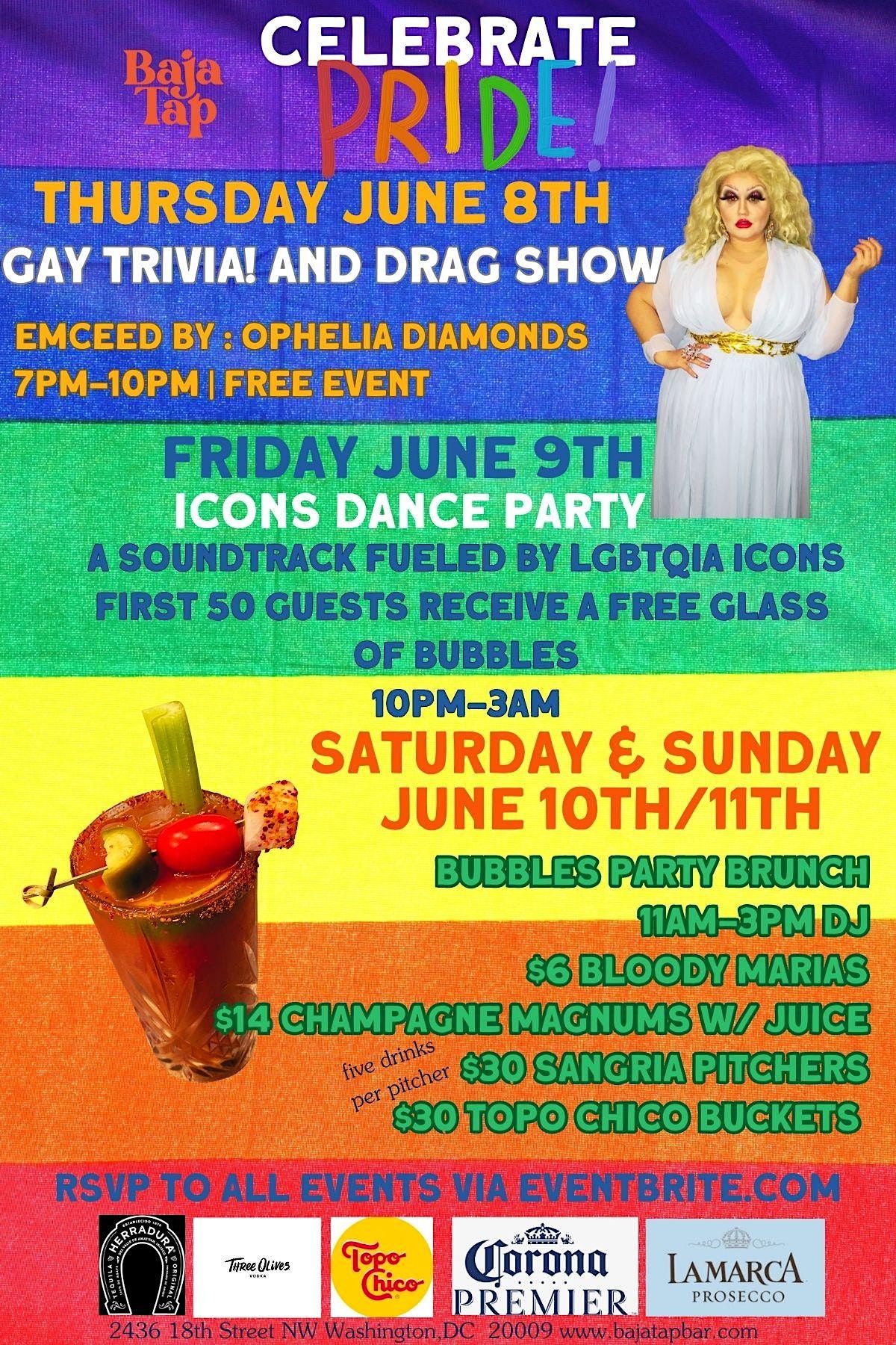 ICONS Dance Party : A Pride Celebration, Baja Tap, Washington, 9 June ...