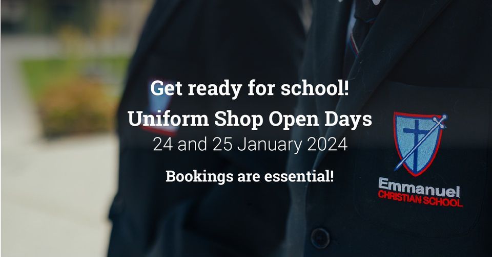 Uniform Shop Open Days, Emmanuel Christian School, Sandy Bay, January ...