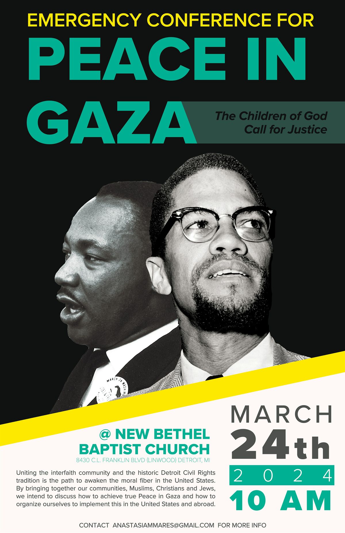 Emergency Conference for Peace in Gaza:, New Bethel Baptist Church ...