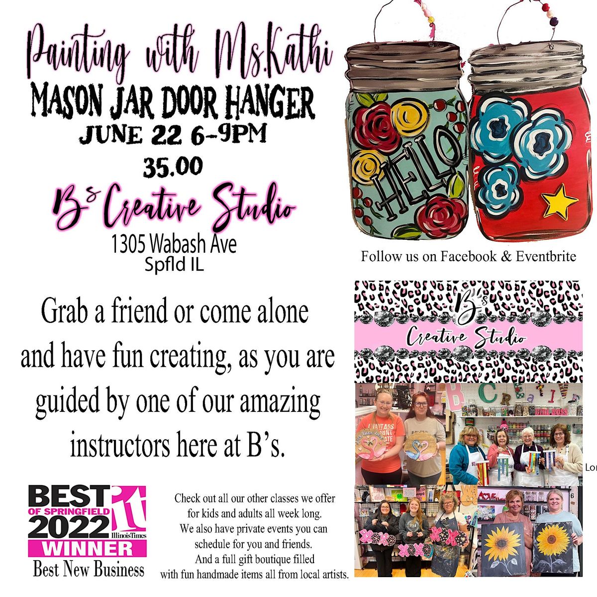 Painted Wood Hanger With Ms. Kathi, B’s Creative Studio, Springfield ...