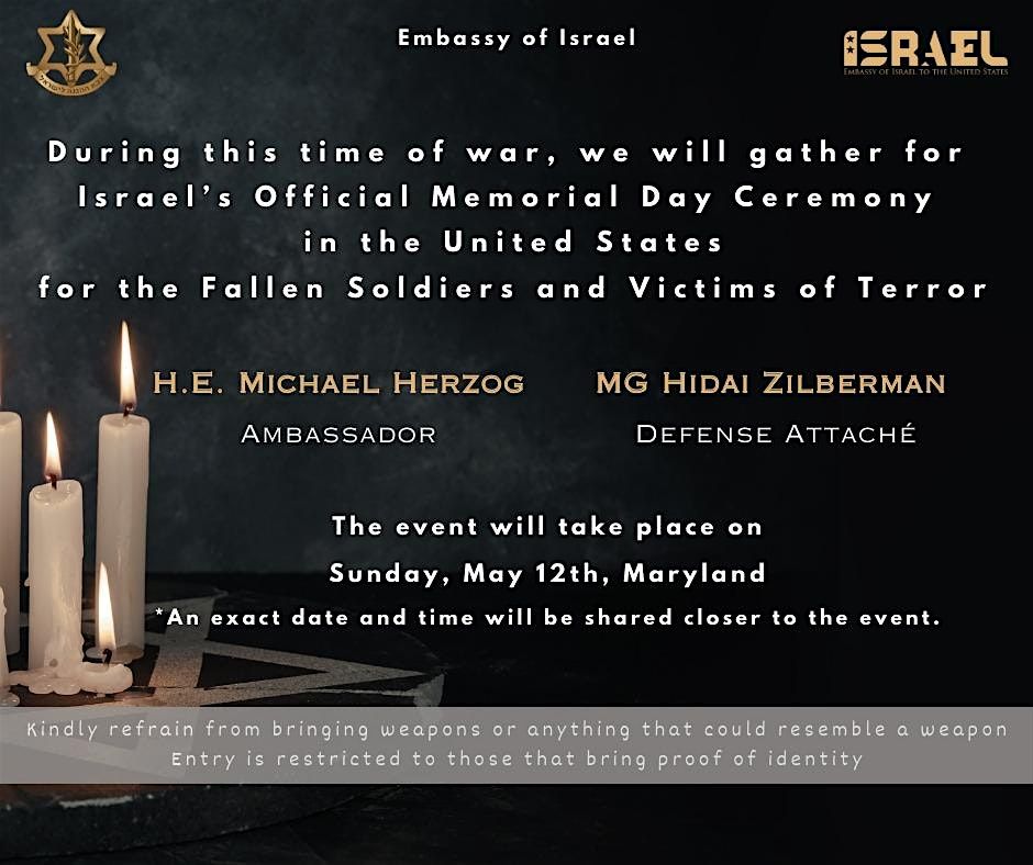 Israels Official Memorial Day Ceremony in the United States, 12 May ...