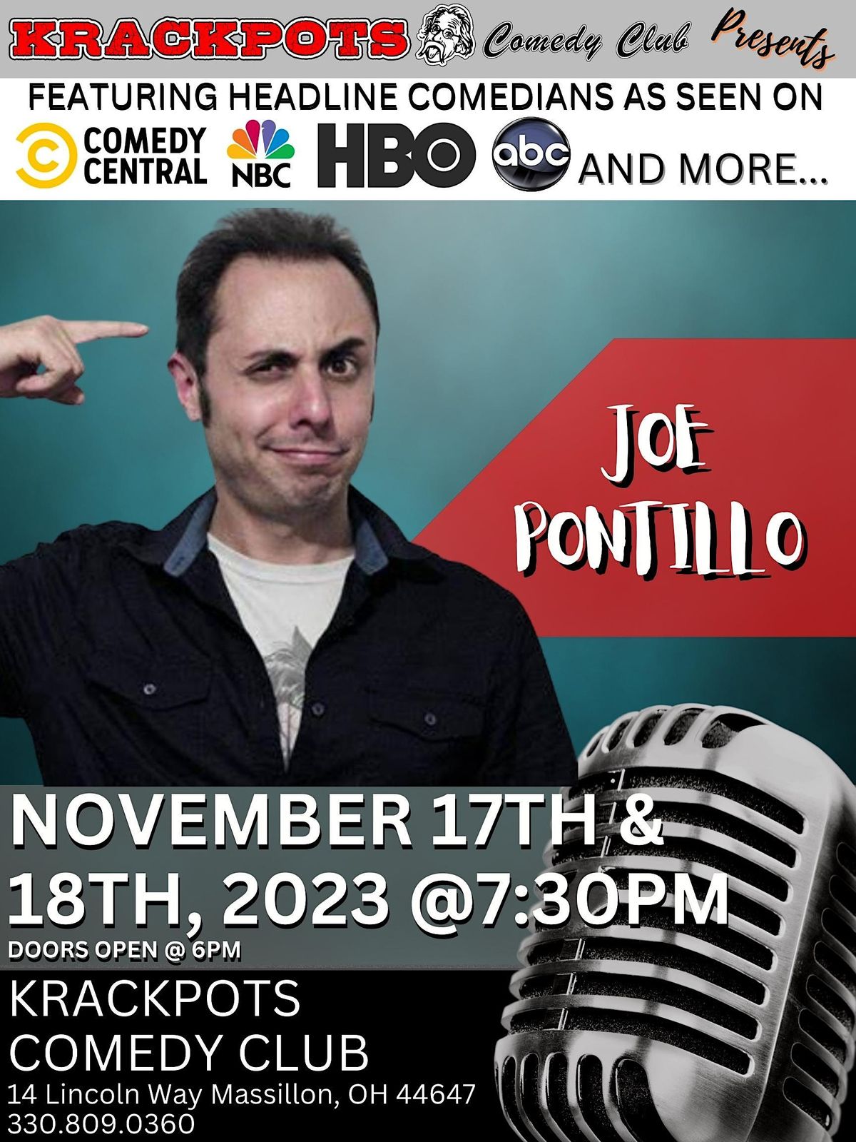 Comedian Joe Pontillo and The Party Rejects at Krackpots Comedy Club ...