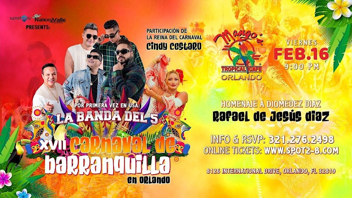 Carnaval de Barranquilla en Orlando 2024 "La Banda del 5", Mangos ...
