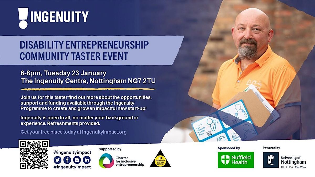 Ingenuity Programme Disability Entrepreneurship Community Taster Event ...