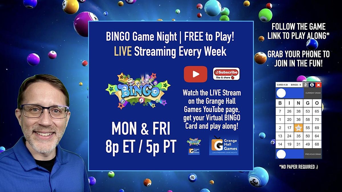 BINGO Game Night - Live Stream with Grange Hall Games | FREE to Play ...