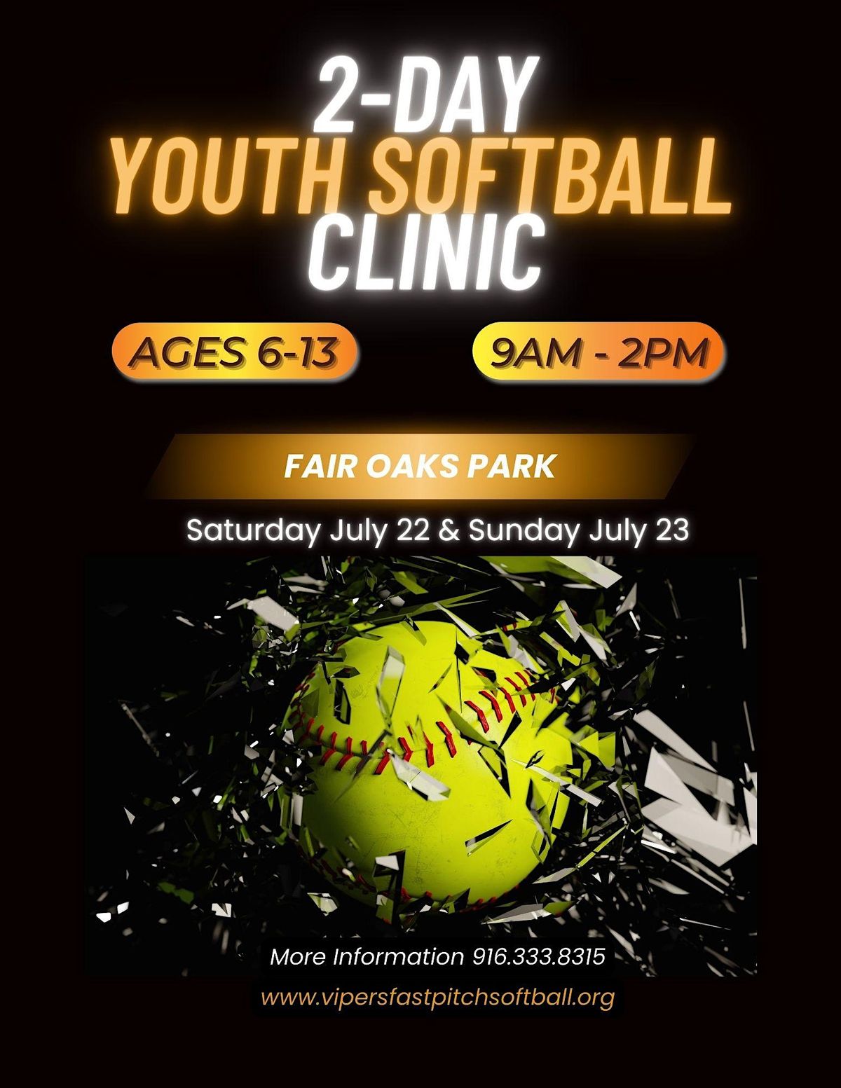 2023 Summer Softball Clinic, Fair Oaks Park, 22 July to 23 July | AllEvents
