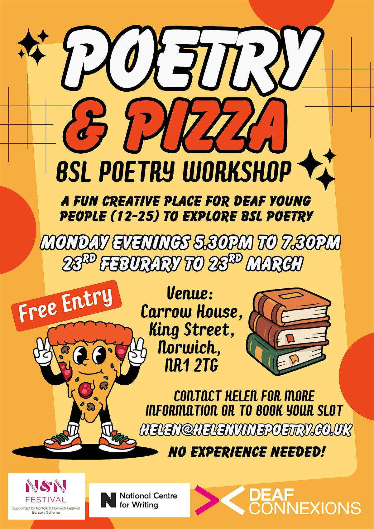 Poetry & Pizza! BSL Poetry Workshops - 5 week course, Carrow House ...