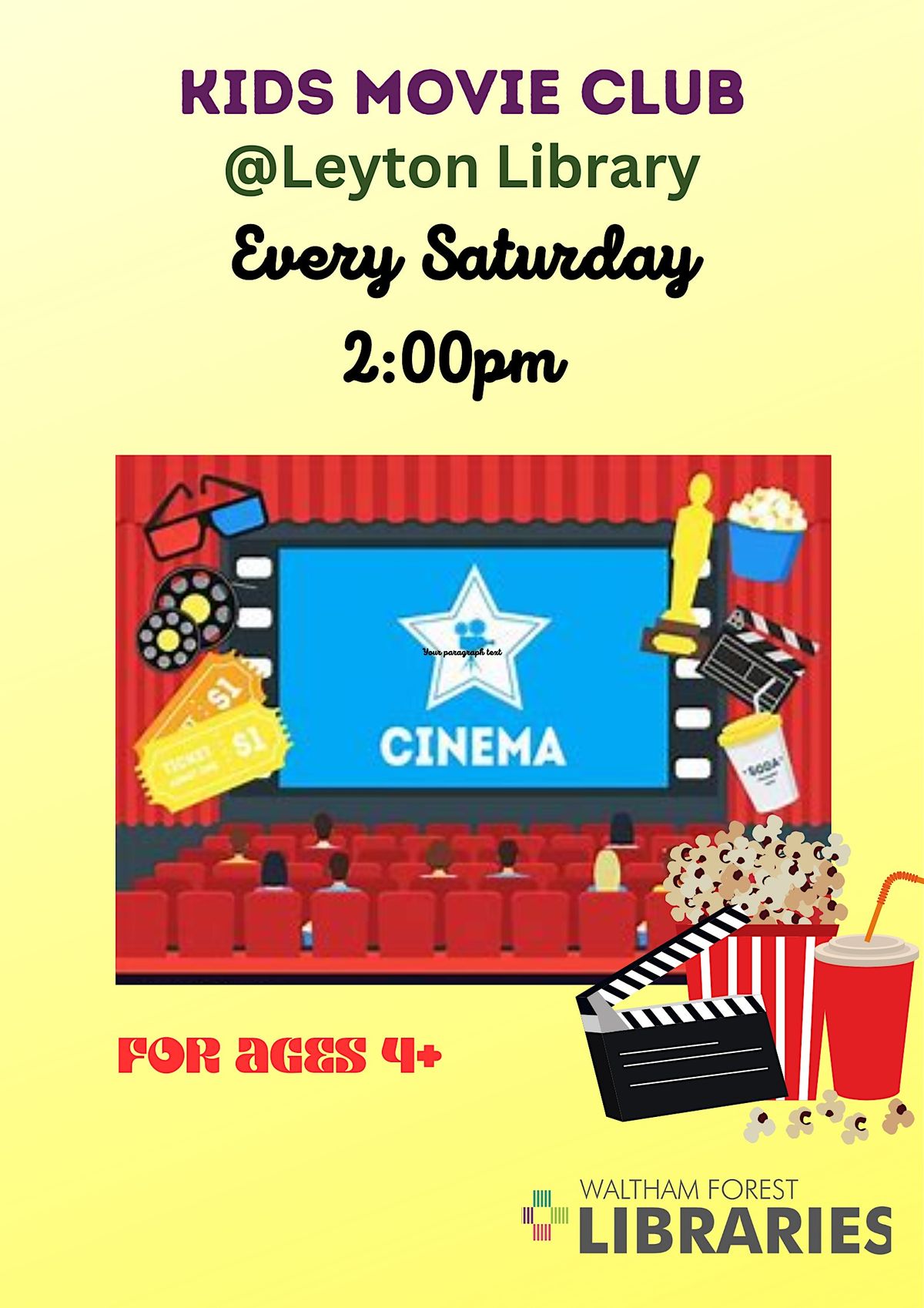 Kids Film Club @Leyton Library, Leyton Library, London, 27 May to 25 May | AllEvents.in