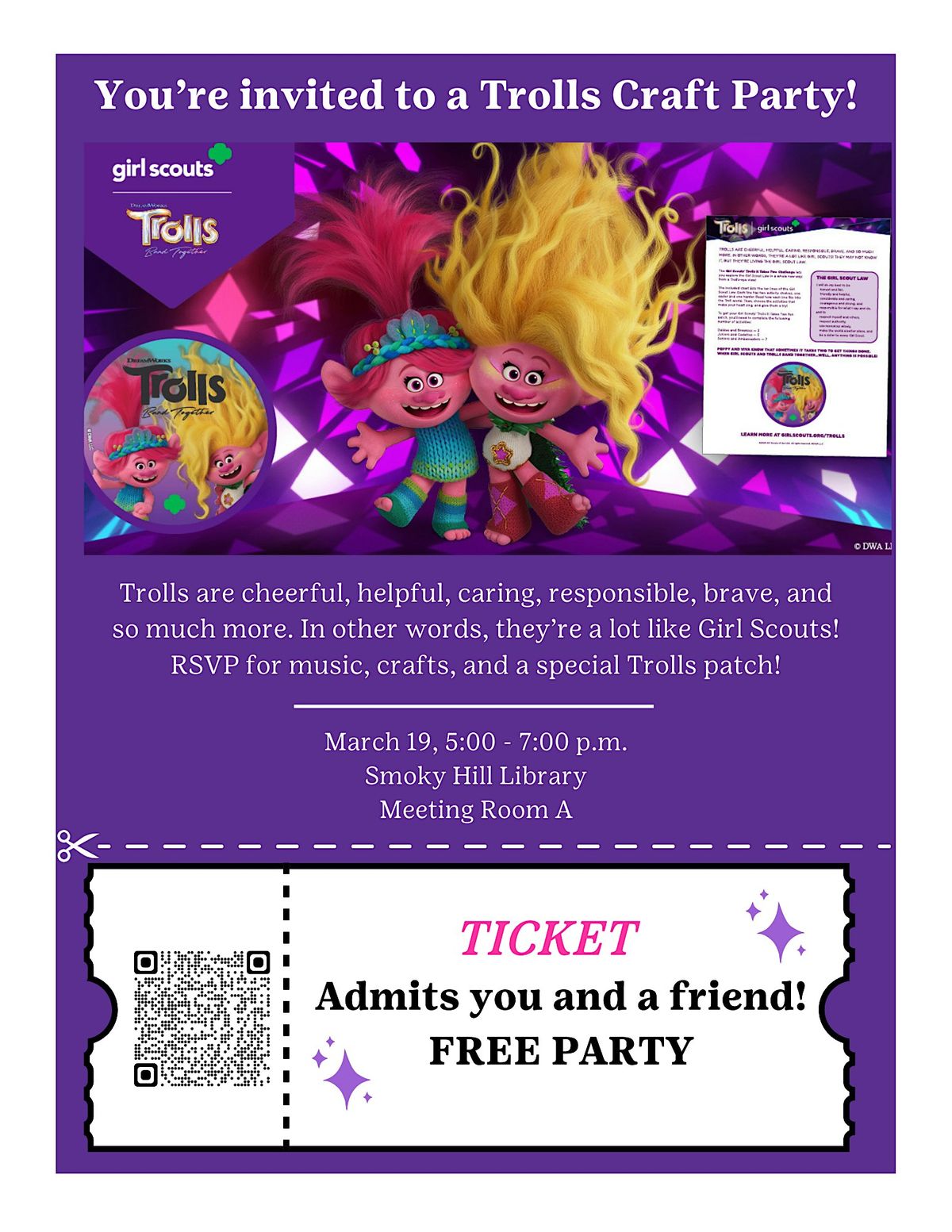 Trolls Craft Party, Smoky Hill Library (Arapahoe Libraries), Centennial ...