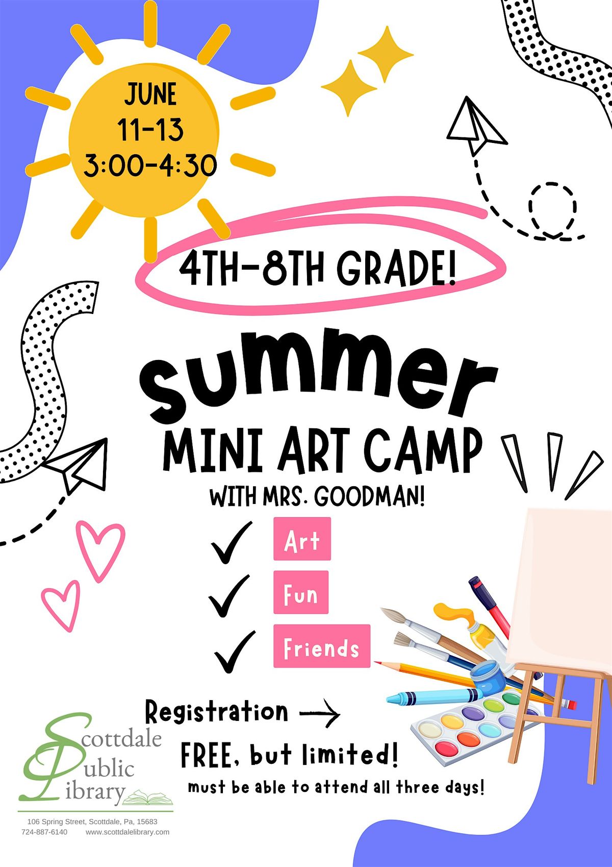 Summer Mini Art Camp, Scottdale Public Library, 11 June to 13 June ...