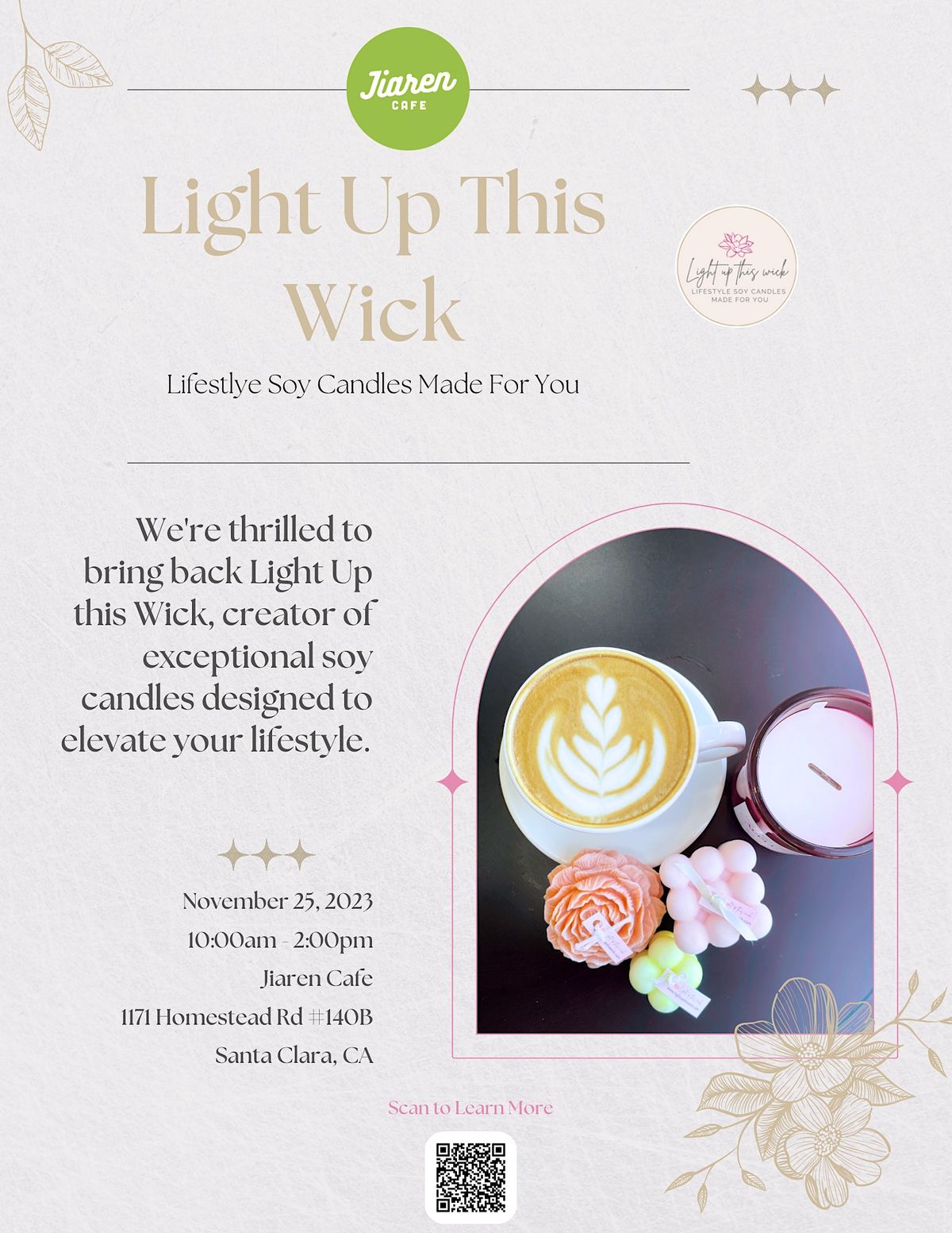 Light Up This Wick Pop-Up Event, Jiaren Cafe, Santa Clara, 25 November ...