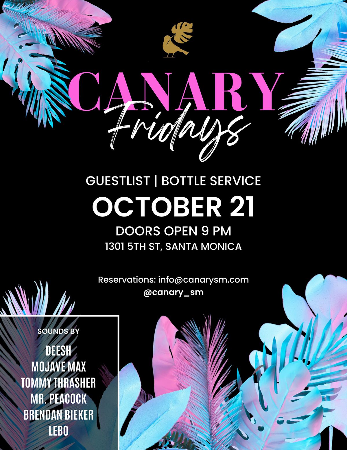 Canary Nightclub / Friday Night Guestlist, Canary, Santa Monica, 7 July ...