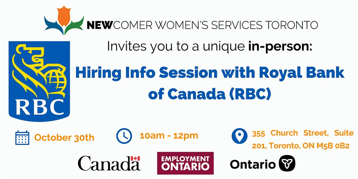 Hiring Information Session with Royal Bank of Canada (RBC), Newcomer ...