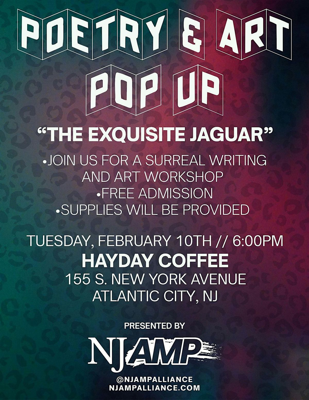 The Exquisite Jaguar - FREE Writing & Art Workshop, Hayday Coffee ...