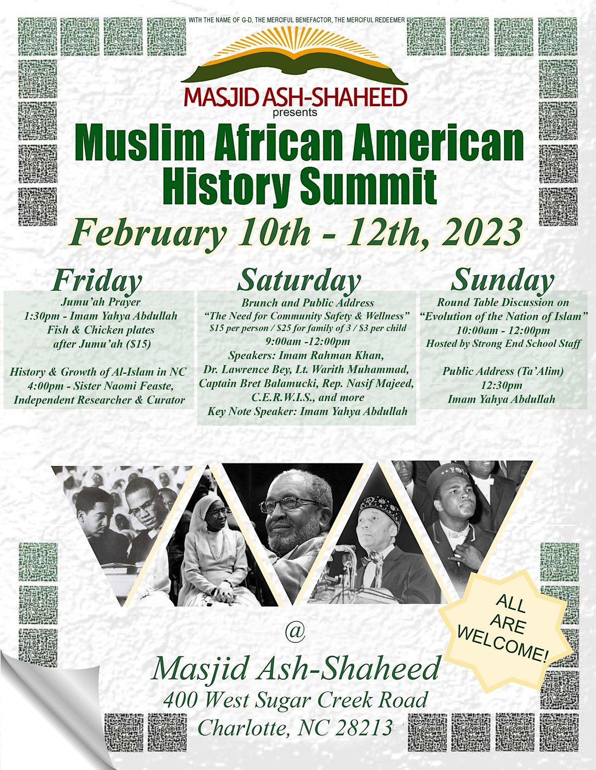 Muslim African American History Summit, Masjid Ash-Shaheed, Charlotte ...