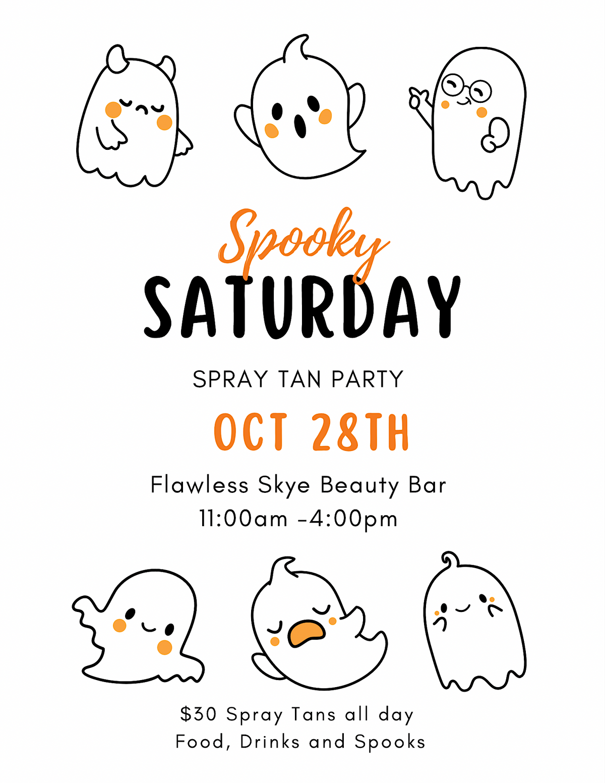 Spooky Saturday Spray Tan Party, Flawless Skye Beauty Bar, Hamilton, 28 ...