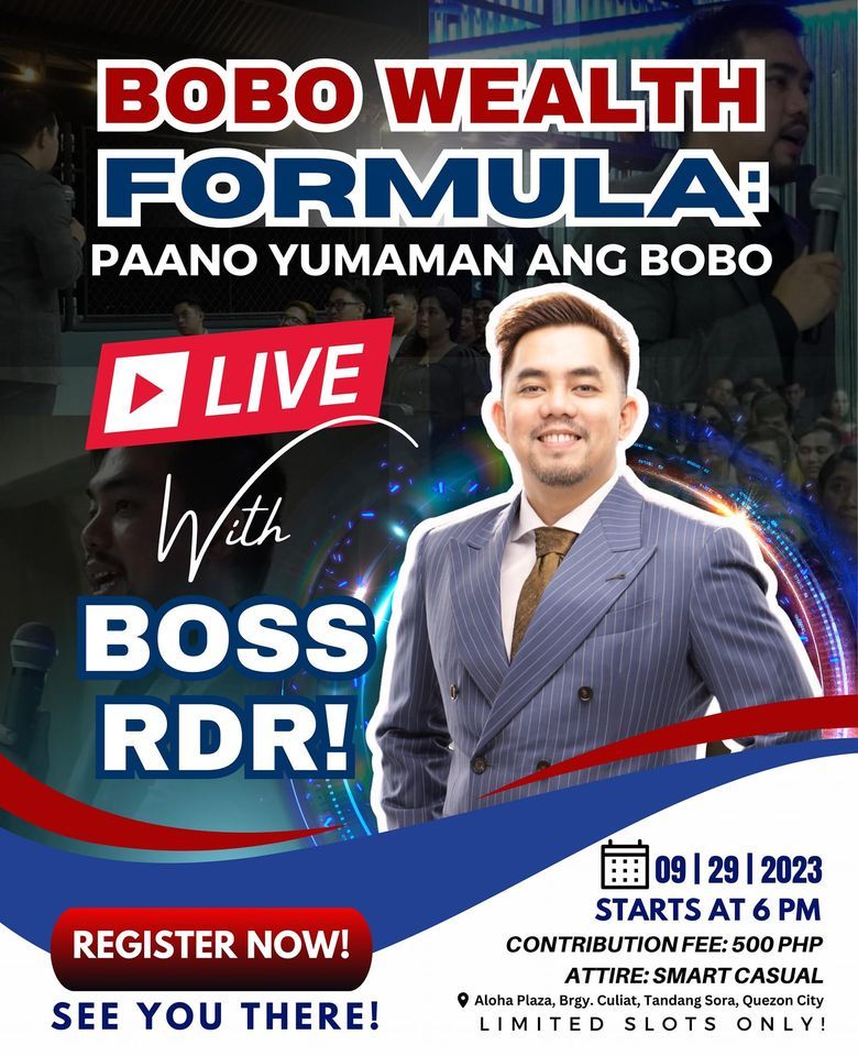 LIVE: Bobo Wealth Formula "Paano Yumaman Ang Bobo", Aloha Plaza 424 ...