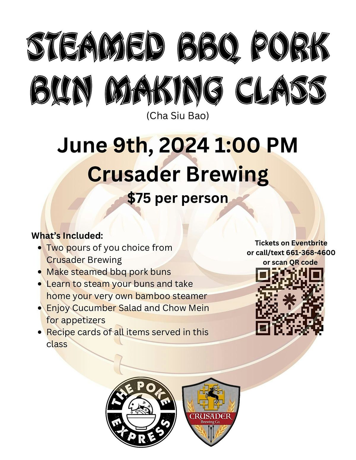 Steamed BBQ Pork Buns Making Class, Crusader Brewing, District ...