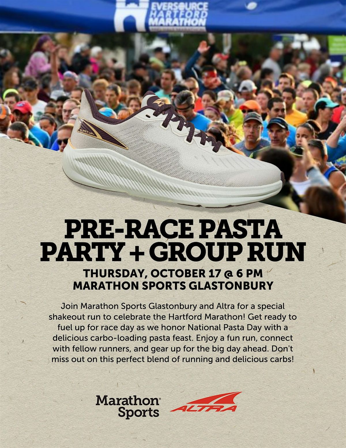Pre-Race Pasta Party + Altra Demo Run, 63 Hebron Ave, Glastonbury, 17 ...