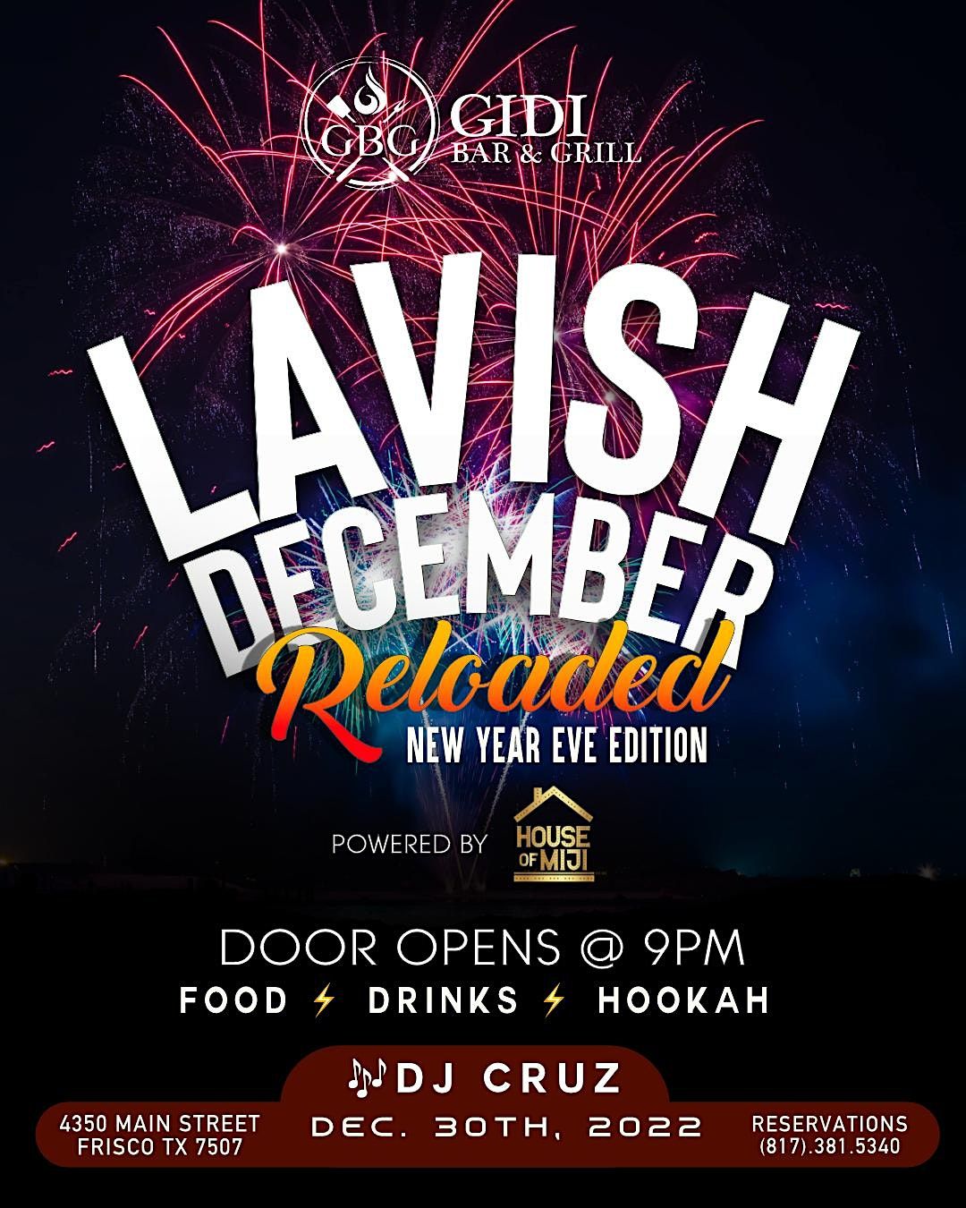 Lavish December Reloaded, Gidi Bar N Grill, Frisco, 30 December to 31 ...