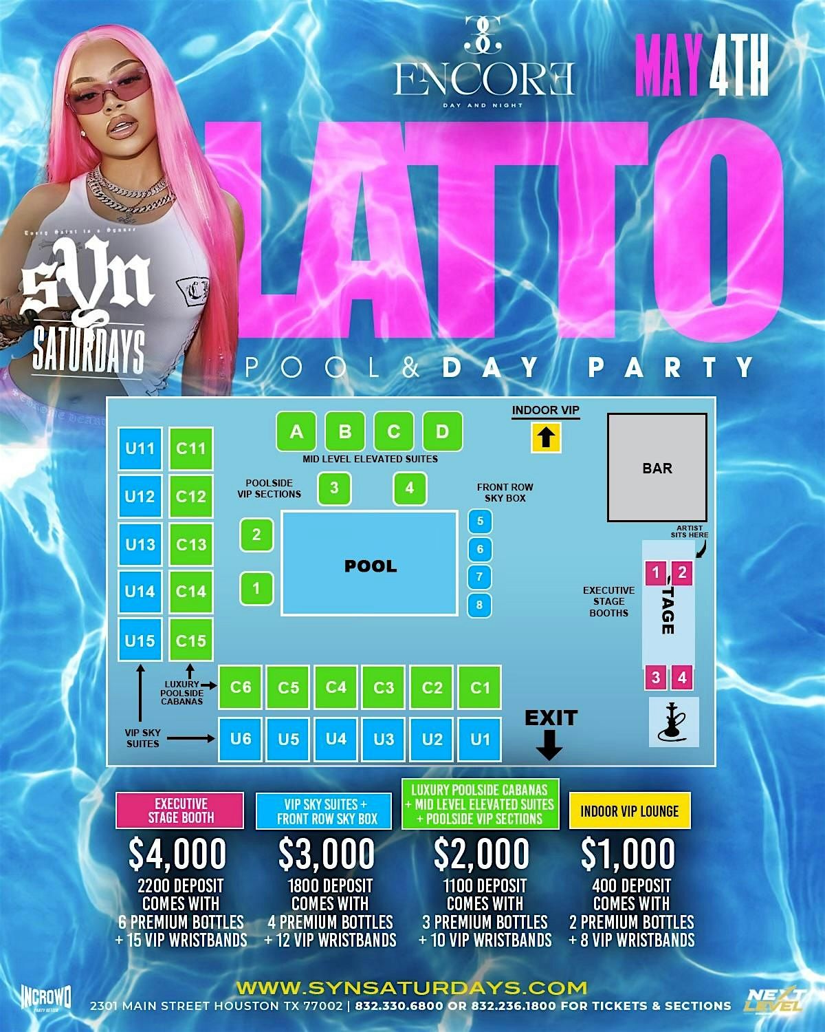 LATTO LIVE Pool Party @Encore | MAY 4TH | #SynSaturdays, The Encore Day ...