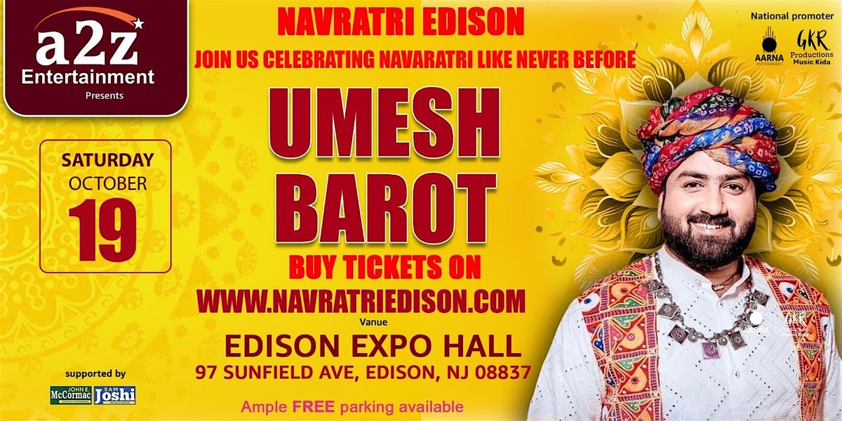 Garba with Umesh Barot at the famous Edison Expo Center New Jersey, New ...