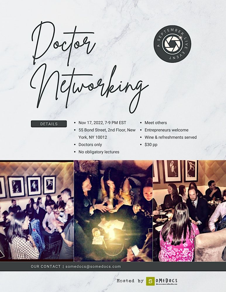 NYC Doctor Networking (pure fun, without the usual costs or headache ...