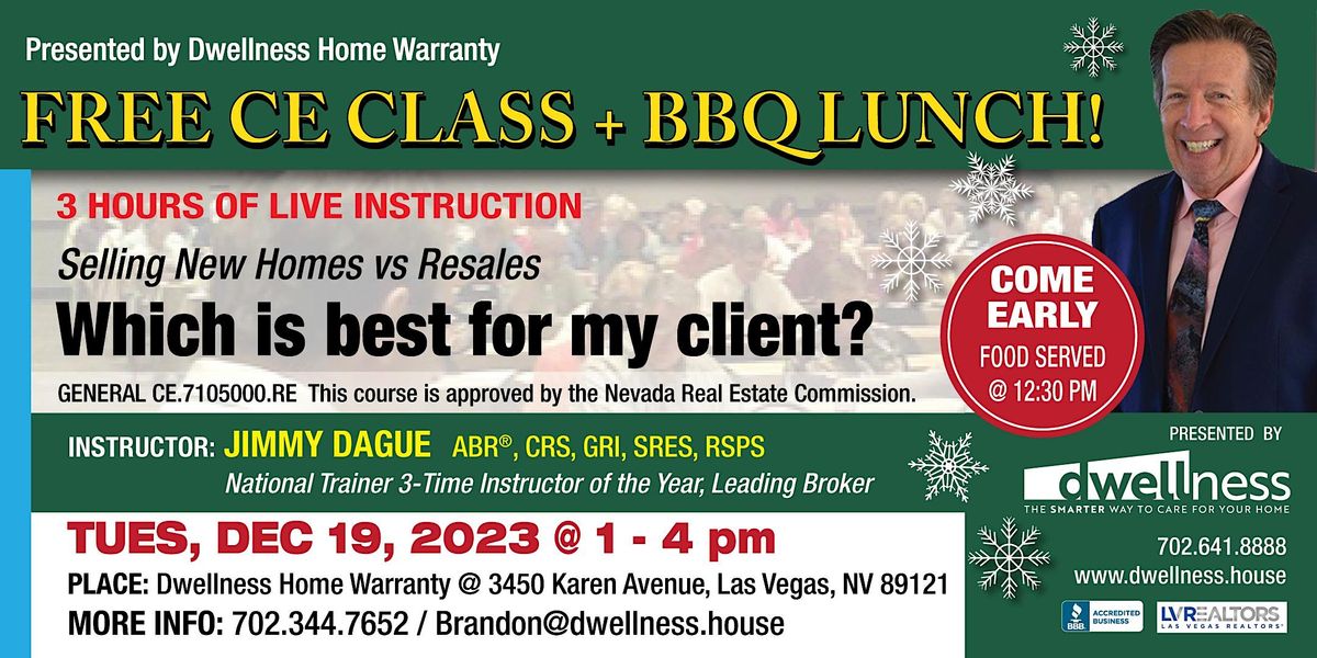 Free CE Class with Fresh off the grill BBQ and Instructor Jimmy Dague ...