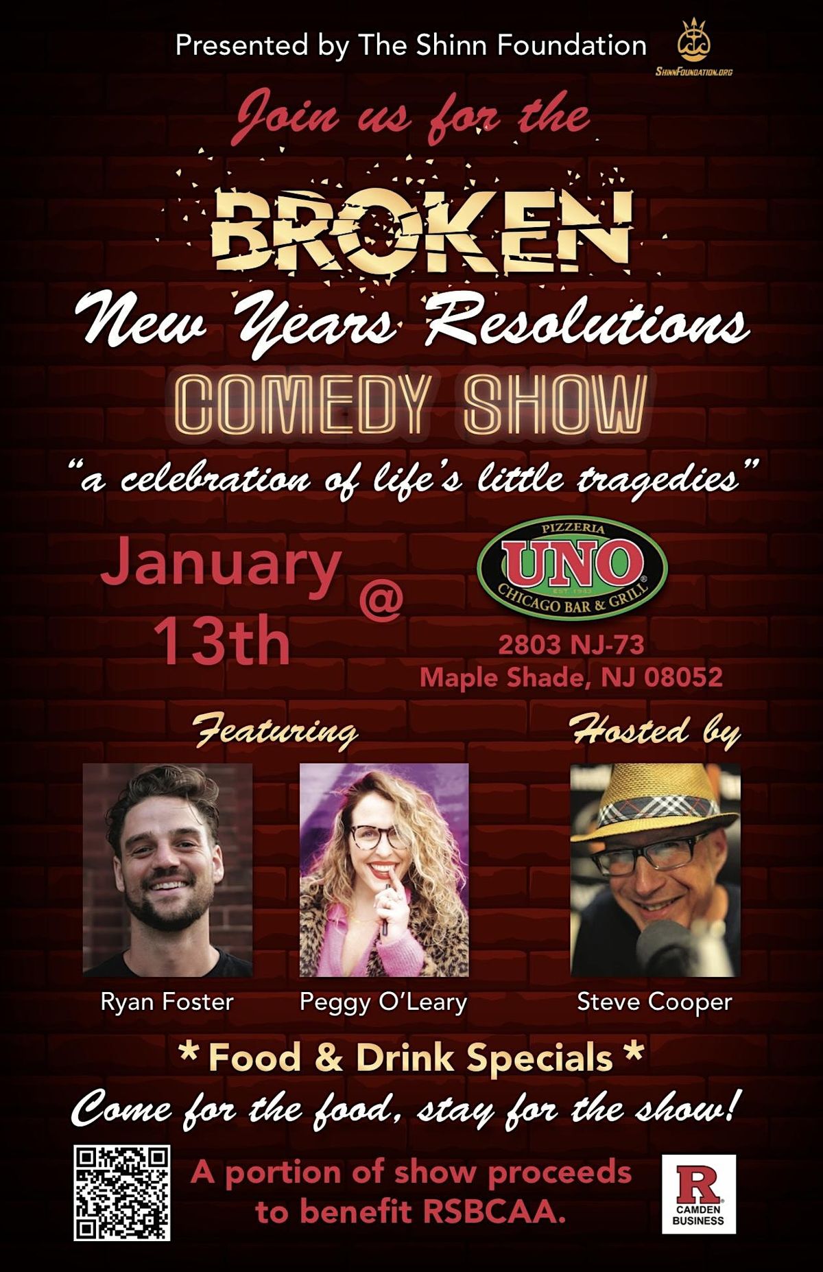 Broken New Years Resolutions Comedy Night, Uno’s, Maple shade, 13 ...