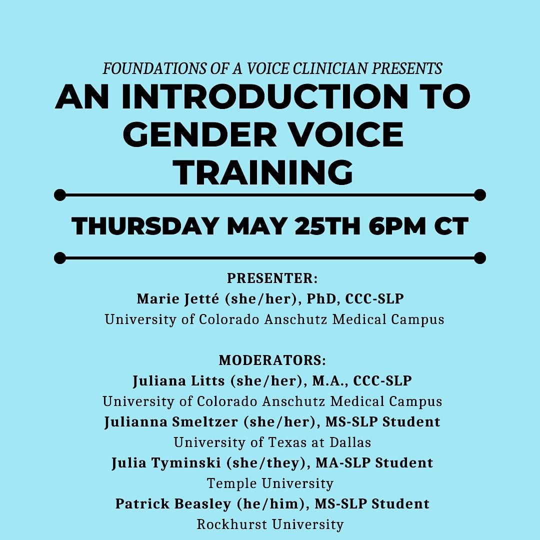 An Introduction to Gender Voice Training, May 25 2023 | Online Event ...