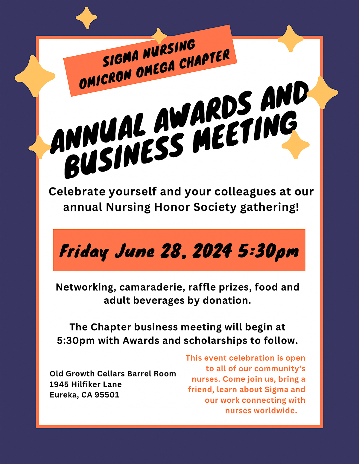 Omicron Omega Chapter 2024 Annual Awards and Business Meeting, Old Growth Cellars, Eureka, 28 ...