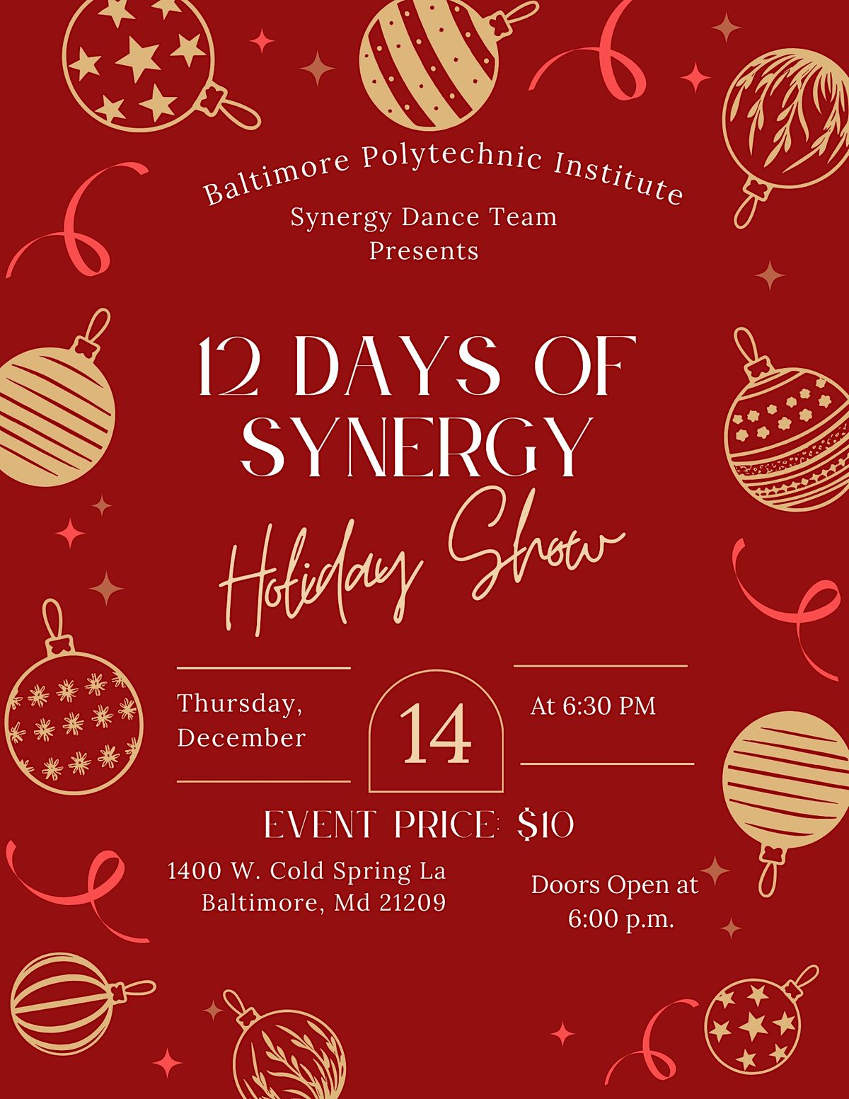 12 Days of Synergy Holiday Showcase, 1400 W Cold Spring Ln, Baltimore ...