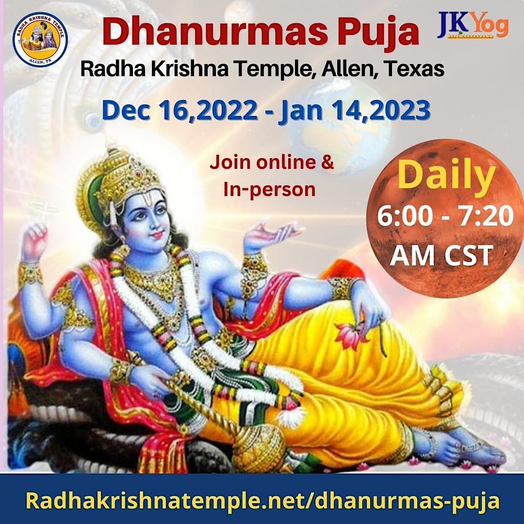 DHANURMAS PUJA & GODA KRISHNA KALYANAM at Radha Krishna Temple ...