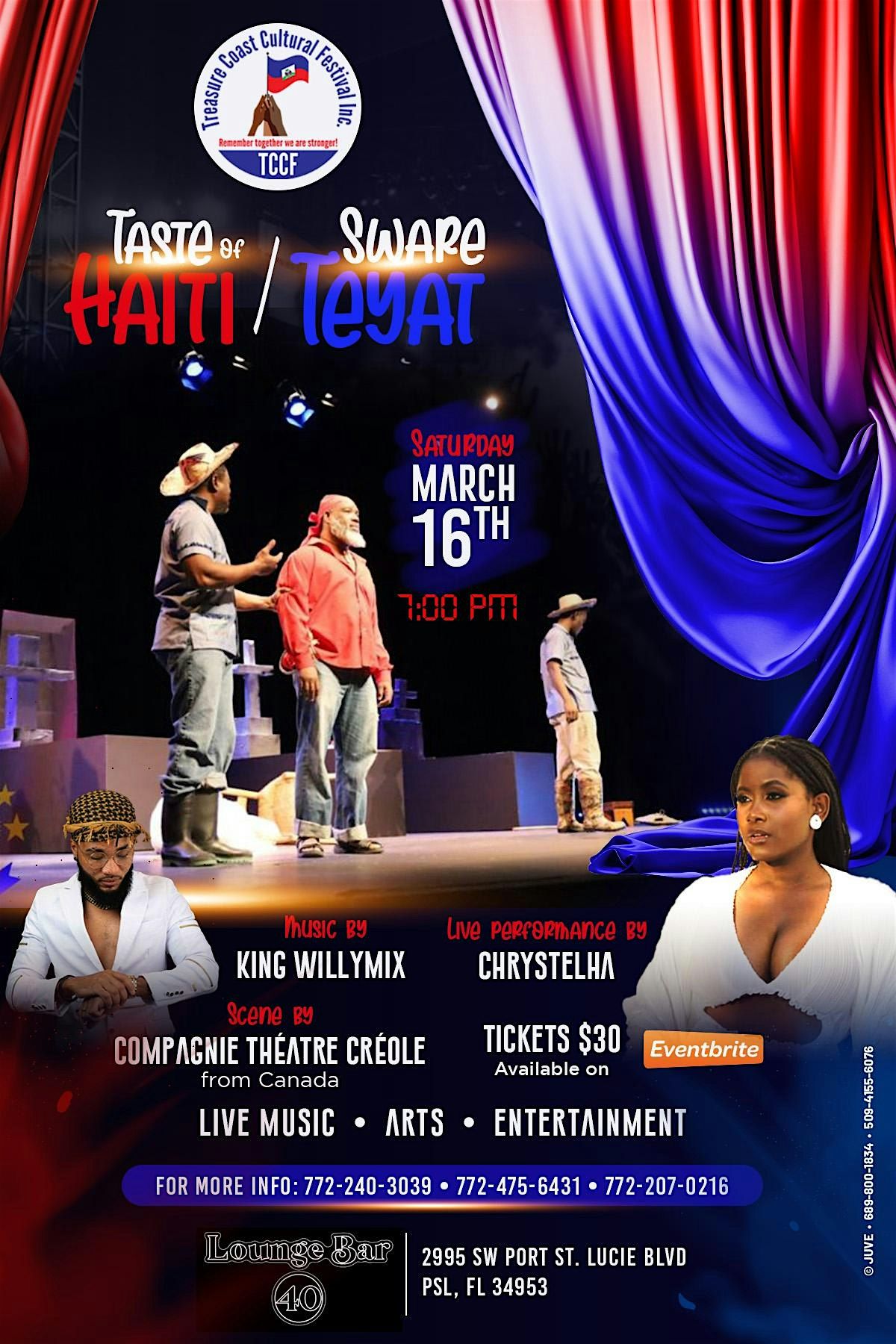 TCCF Presents: Taste of Haiti/ Sware Teyat, LOUNGE BAR 40, Port St ...