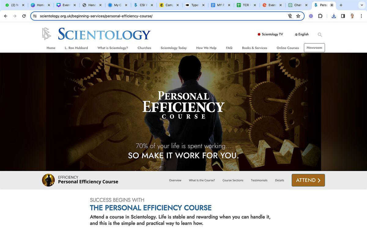 Personal Efficiency Course, Dianetics & Scientology Life Improvement ...