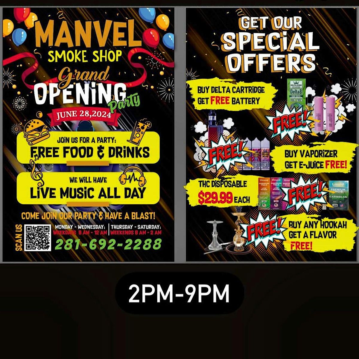GRAND OPENING PARTY, Manvel Vape•CBD•Smoke•Kratom•Tobacco•Hookah•Cigars ...