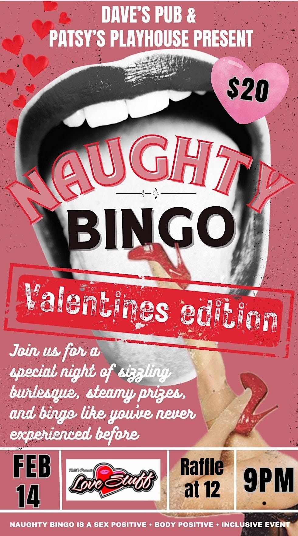 Patsys Playhouse Presents: Naughty Bingo (Valentine Edition), Dave's Pub, Birmingham, 14 ...