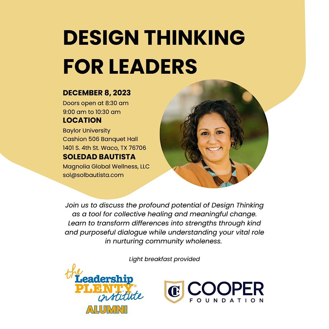 Design Thinking for Leaders, Baylor University, Cashion 506, Waco, 8 ...