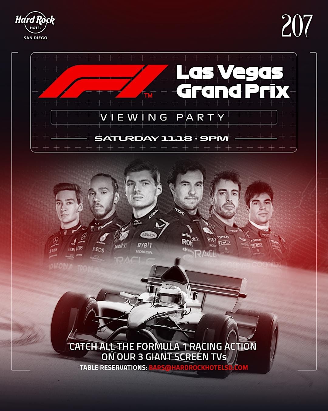 Comp Entry to F1 Las Vegas Grand Prix Viewing Party, 207, San Diego, 18 ...
