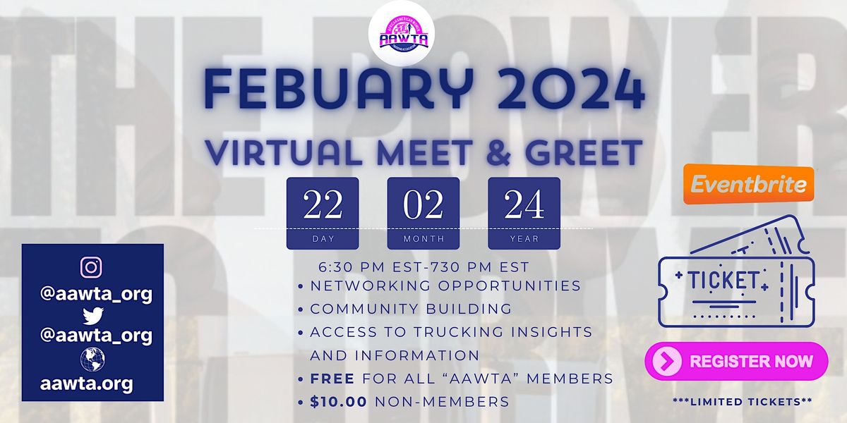 AAWTA Monthly Virtual Meet & Greet | Empower & Connect, February 22 2024 | Online Event | AllEvents