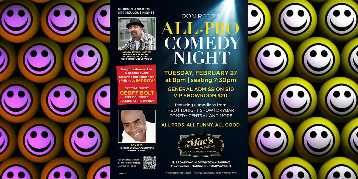 Don Reeds All-Pro COMEDY at Macs : IMRPOV NIGHT with Geoff Bolt, Mac's ...