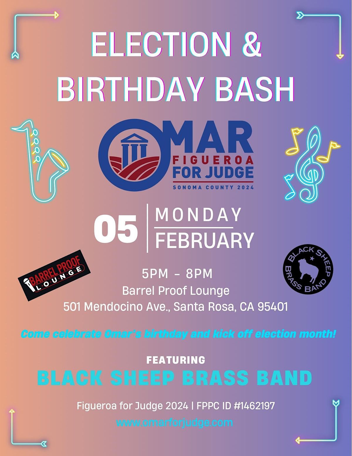 Election & Birthday Bash for Omar (featuring Black Sheep Brass Band ...