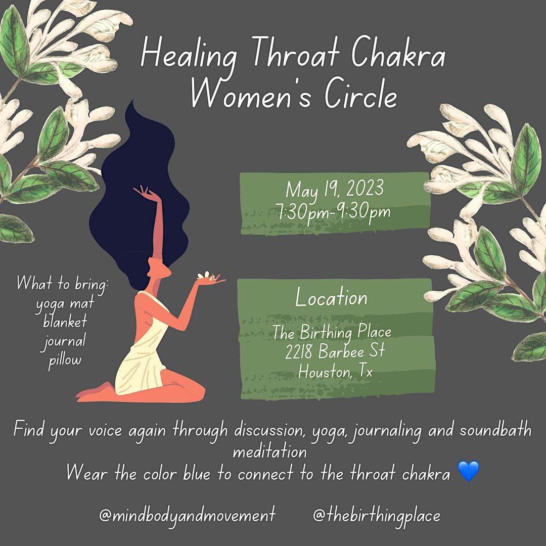 Throat Chakra Healing Women’s Circle, The Birthing Place, Houston, 19 ...