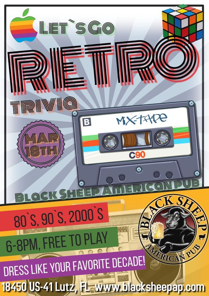 Retro Trivia Night At Black Sheep American Pub, Black Sheep American ...