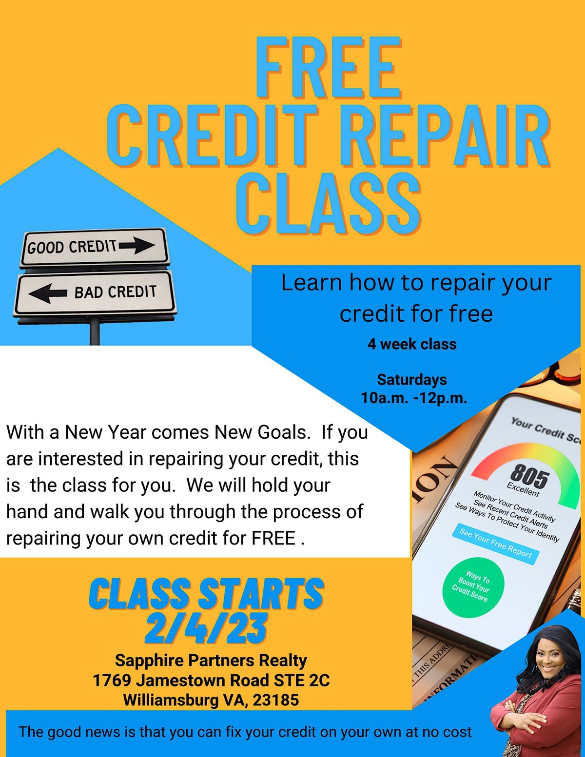 FREE Credit Repair Class, Sapphire Partners Realty, Williamsburg, 11 ...