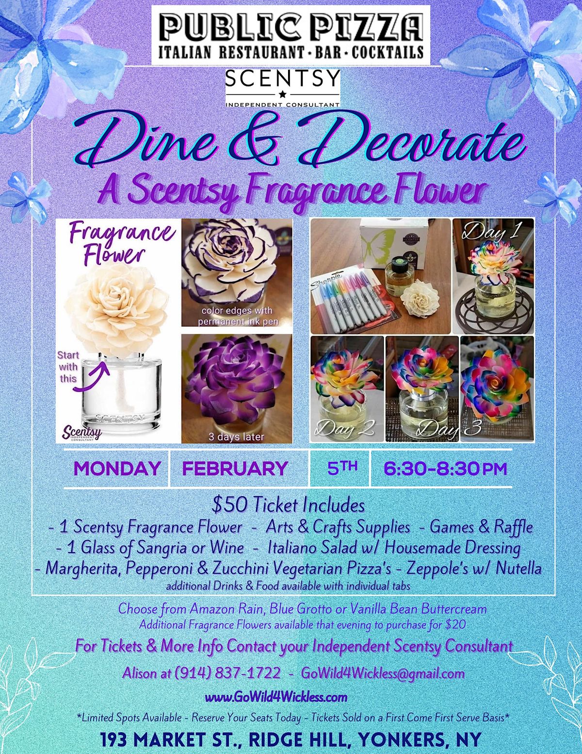 Dine & Decorate a Scentsy Fragrance Flower, Public Pizza Italian ...