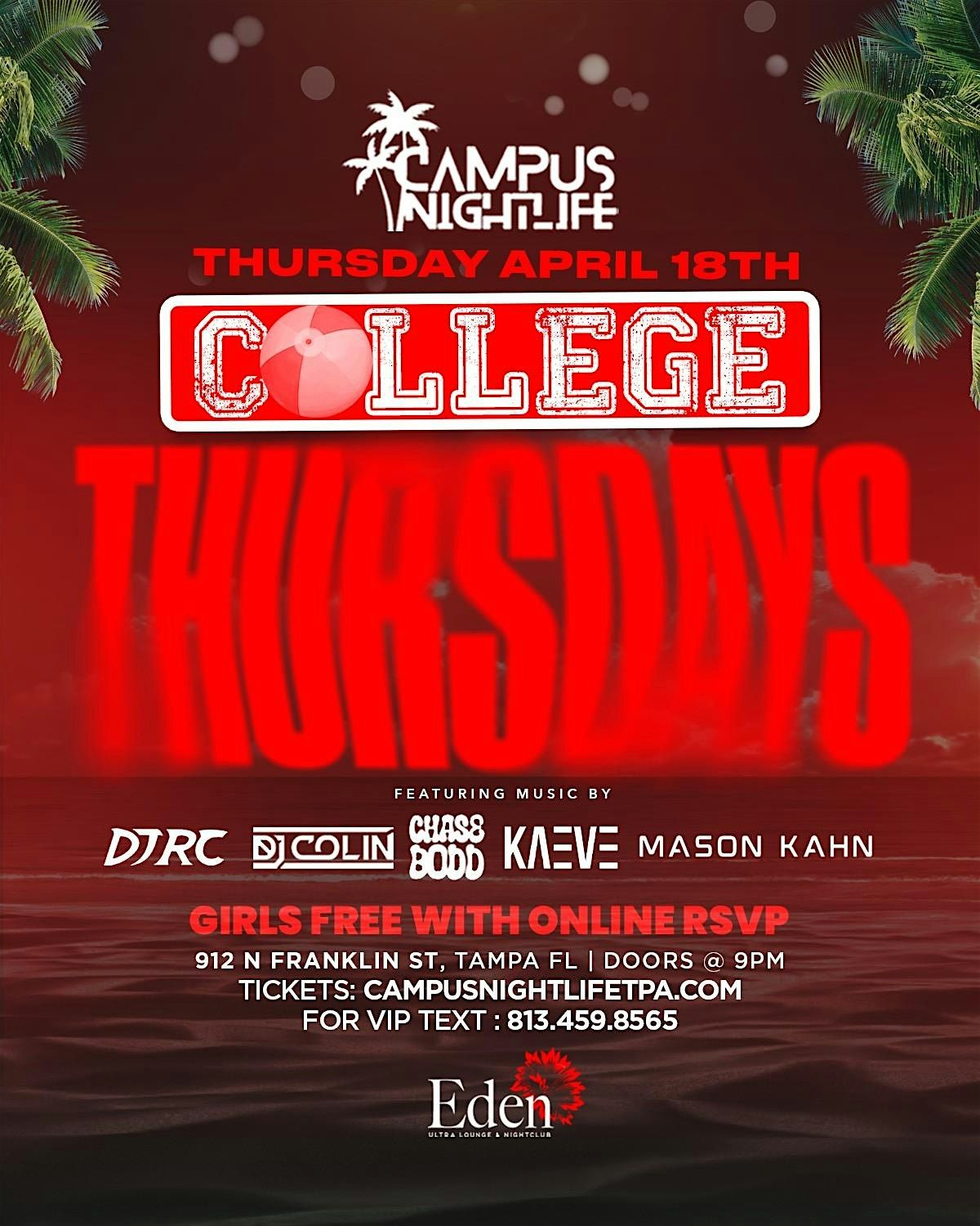 EDEN College Thursdays, Eden Downtown, Tampa, 18 April to 19 April ...
