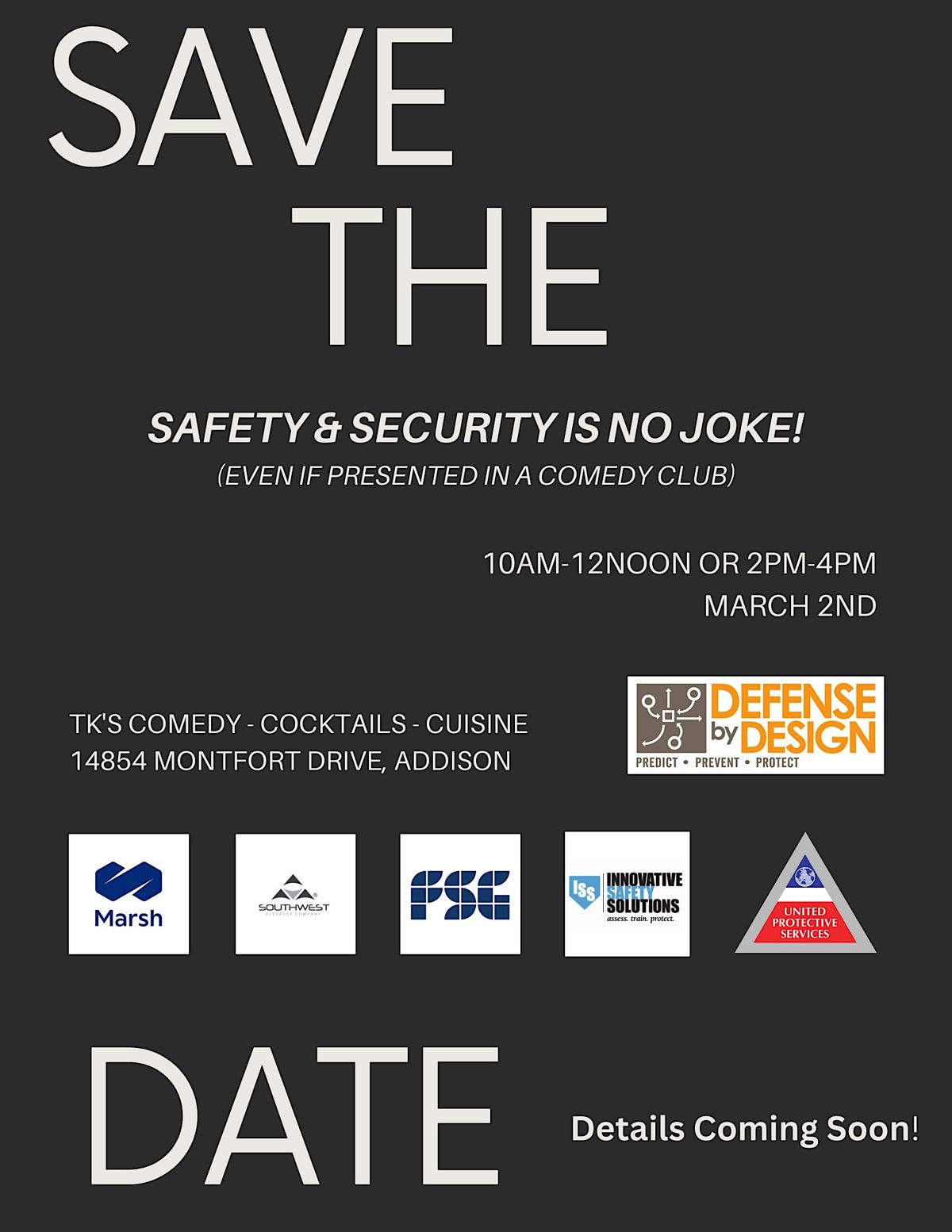 Safety & Security Is No Joke -- Even At A Comedy Club, TK's Comedy ...