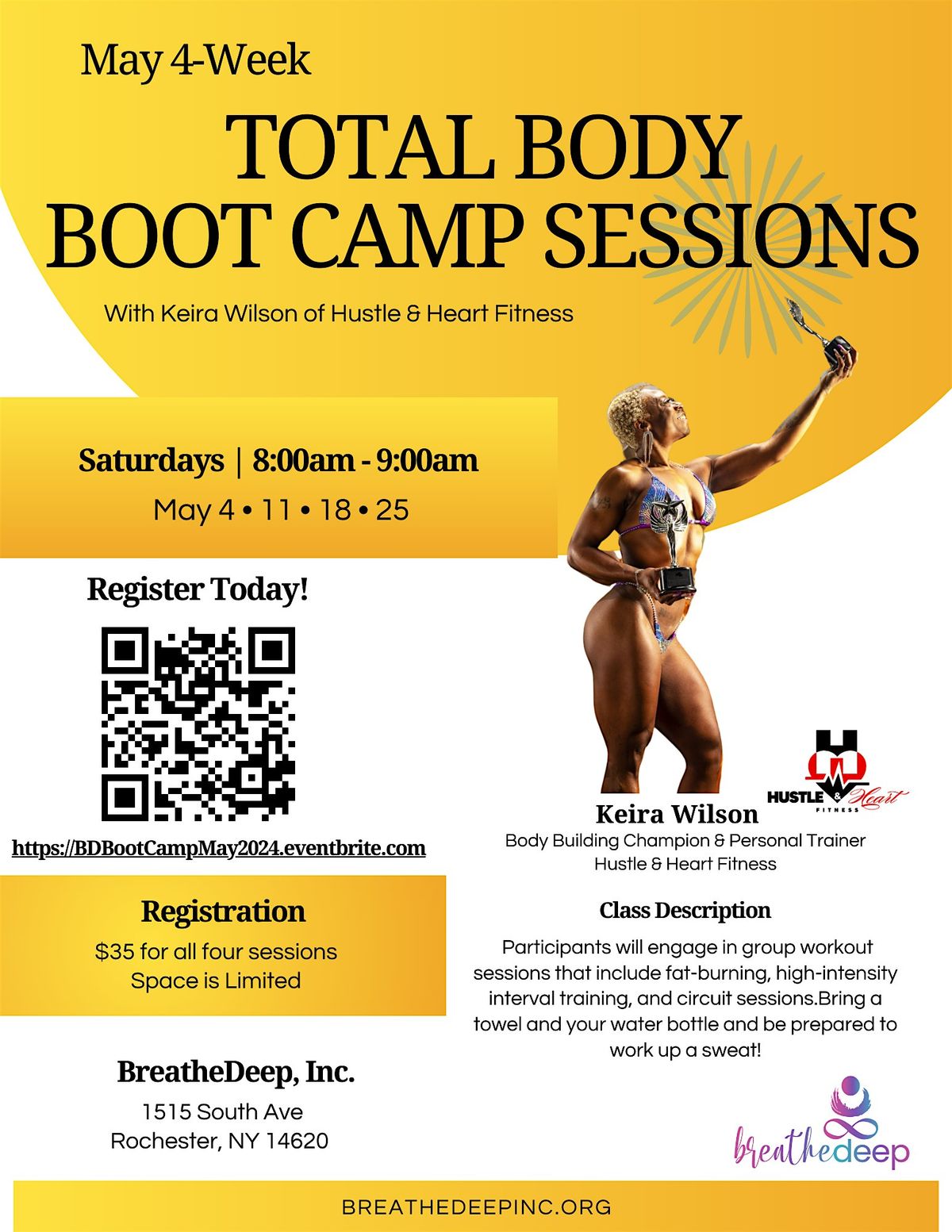 May 2024 4-Week Total Body Boot Camp Training, BreatheDeep, Inc ...